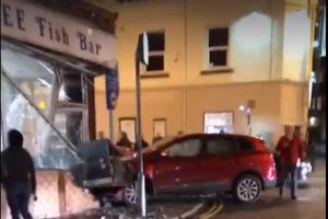 Car crashes into chip shop in Ystrad Mynach
