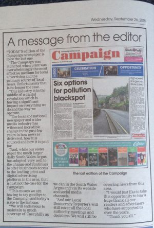 Campaign newspaper ceases publication with final edition