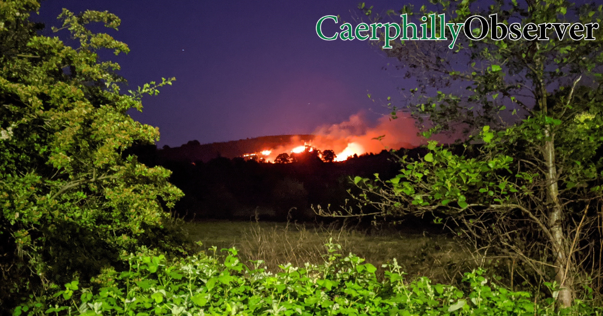 Grass fires in Rudry and Blackwood took five hours for crews to tackle