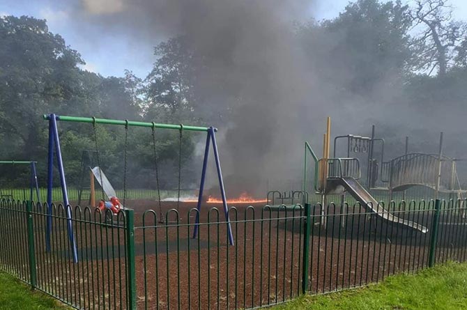 Blackwood: Woodfieldside playground on fire for second time this year