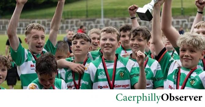 Caerphilly Rugby Club U13s win Dragon Cup at Rodney Parade, Newport