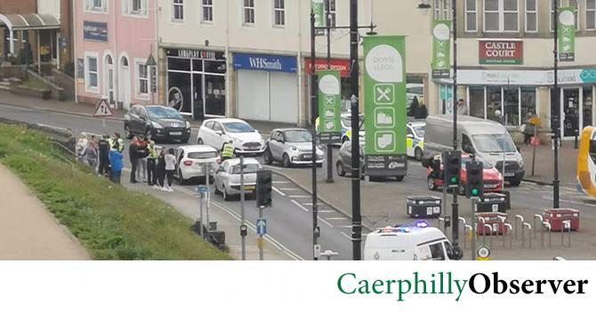 Motorist suffers minor injuries in three-car crash in Caerphilly