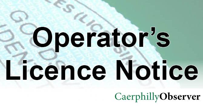 Notice of application for a Goods Vehicle Operator's Licence: Lower ...