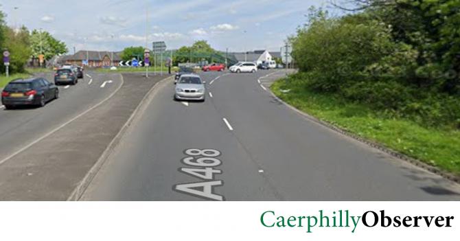 Caerphilly: Two in hospital after A468 car crash